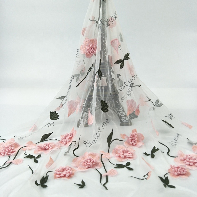 3D Floral Embroidered Dresses Lace Fabric