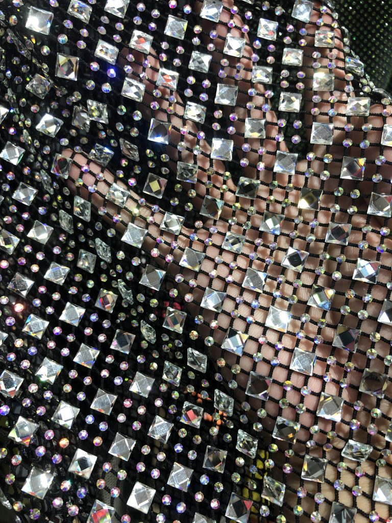 Haute Crystals Rhinestone Square Diamonds Rhinestone Beaded Mesh Fabric